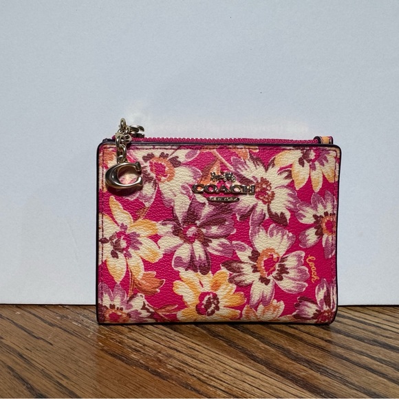 Coach | Bags | Coach Pink And Yellow Floral Wallet | Poshmark
